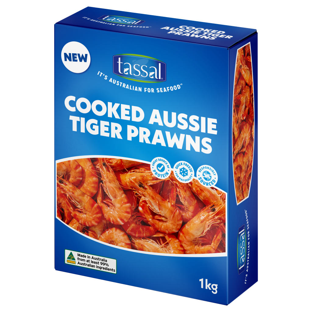 Cooked Aussie Tiger Prawns 1kg HR 3D - Tassal Aussie Seafood